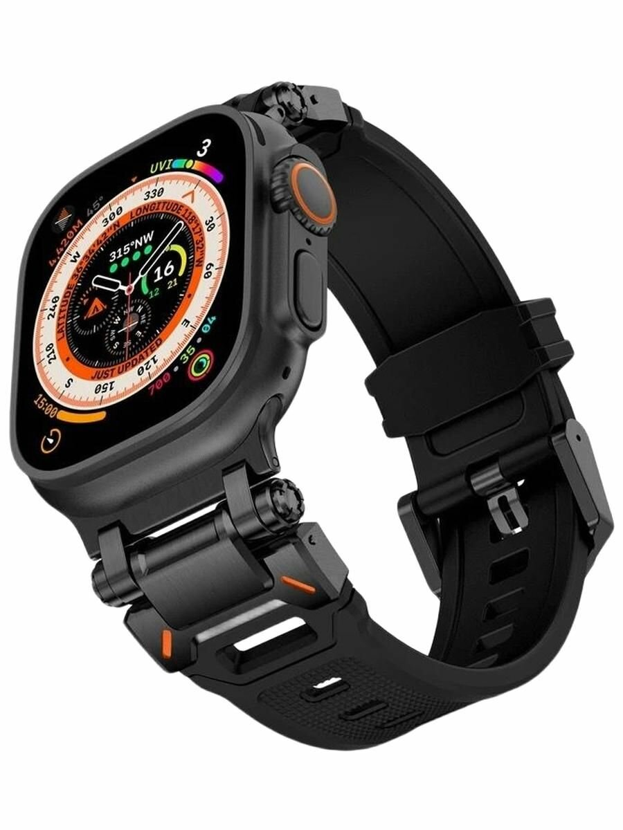 Премиальный ремешок для Apple Watch 42 / 44 / 45 / 46 / Ultra 49 mm All Black