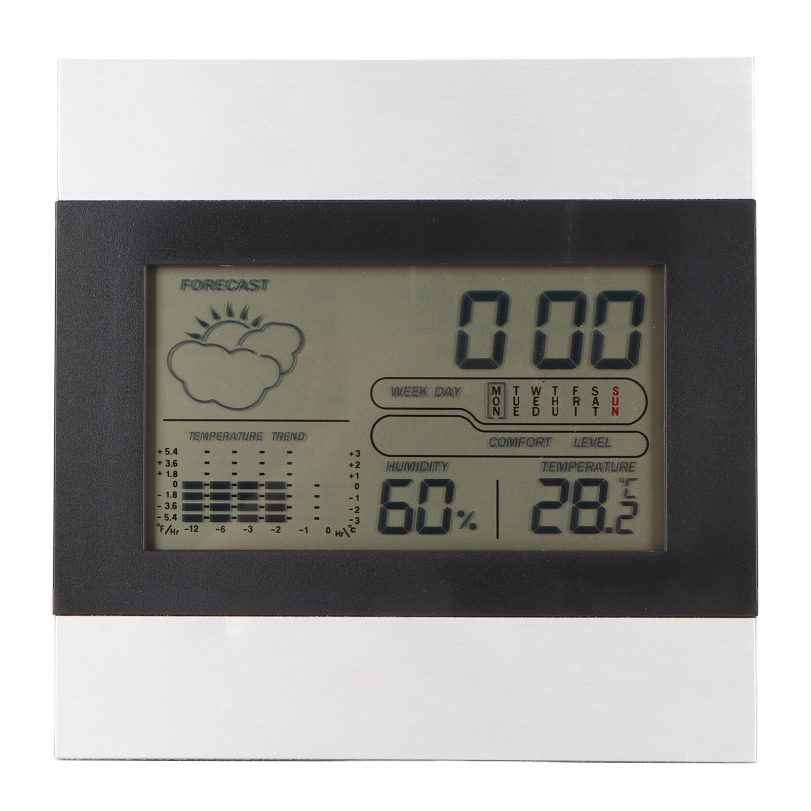 Цифровые метеорологические часы с отображением температуры и влажности, алюминиевый корпус, цифровой будильник, настольные и настенные часы.