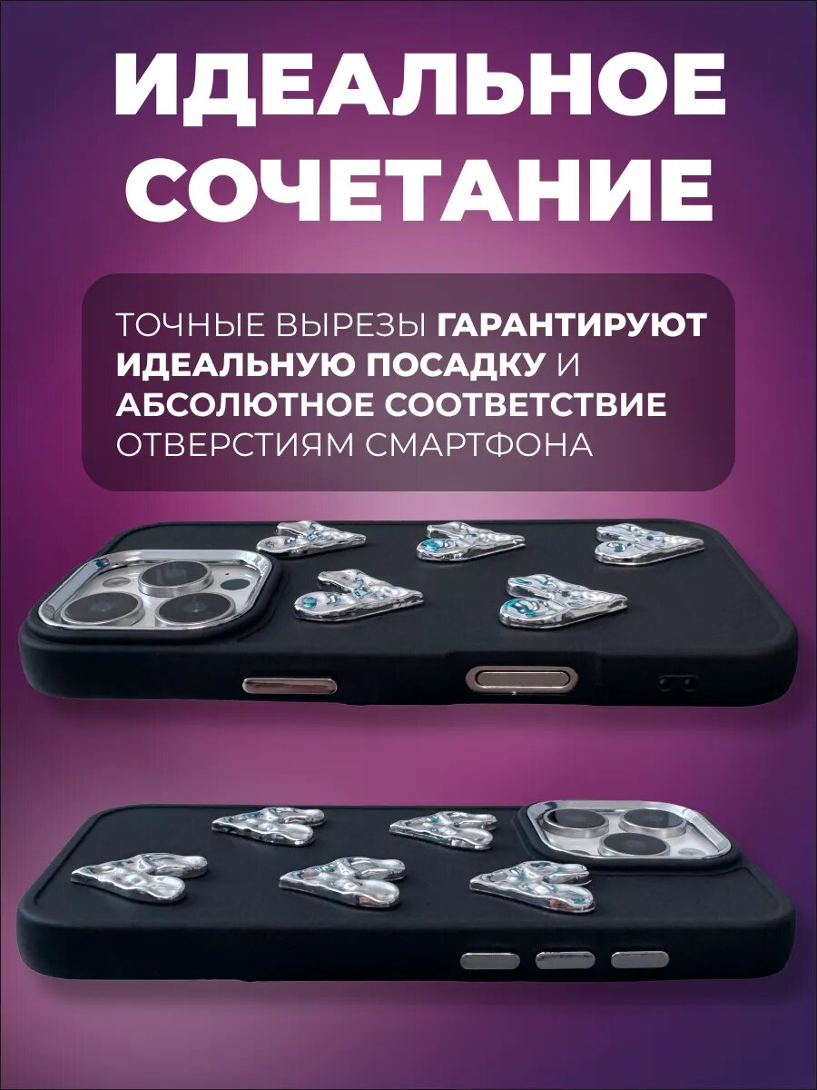 Чехол на Iphone 16 Pro , цвет черный , с добавлением фигурок . — фото 1