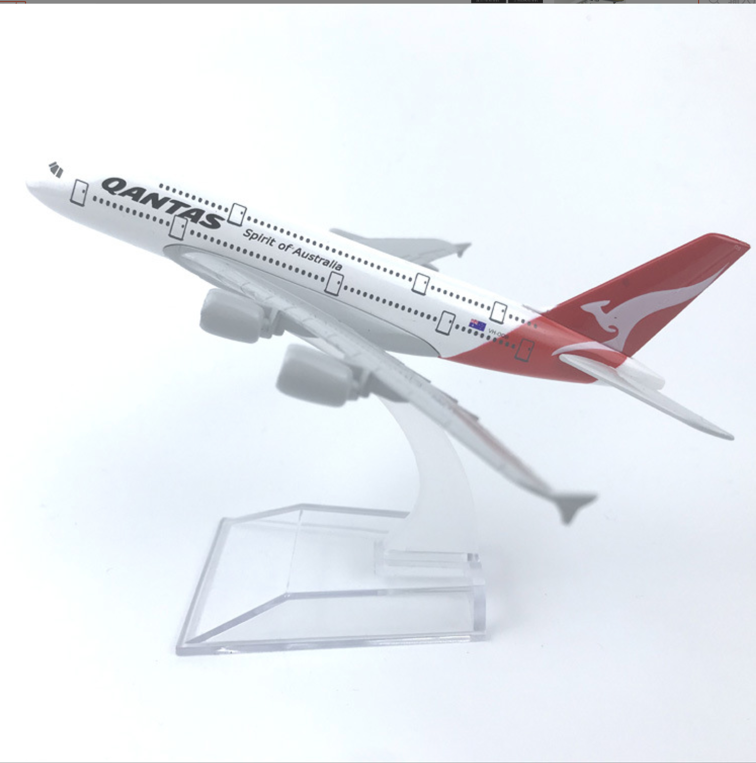 Модель самолета Qantas Airlines Airbus 380, металлическая, масштаб 1:400
