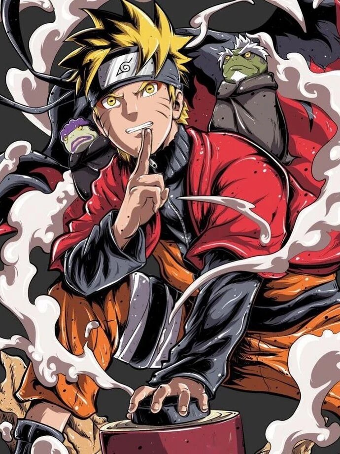 Алмазная мозаика на подрамнике "Наруто Шиппуден" круглые бриллианты 40х50см