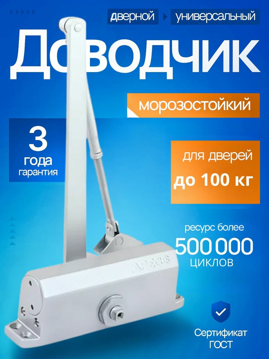 Доводчик дверной морозостойкий Apecs DC цвет: серебро , нагрузка 80-100 кг, / гидравлический