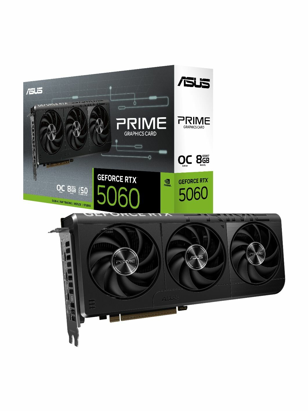 Видеокарта ASUS Prime GeForce RTX 5060 8GB GDDR7 OC Edition (PRIME-RTX5060-O8G), PCI-E 5.0, черная