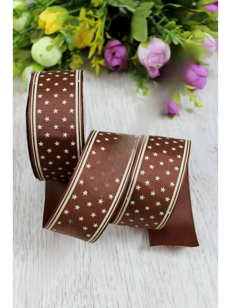 Лента репсовая "Звездочки" 4см (9 метров)