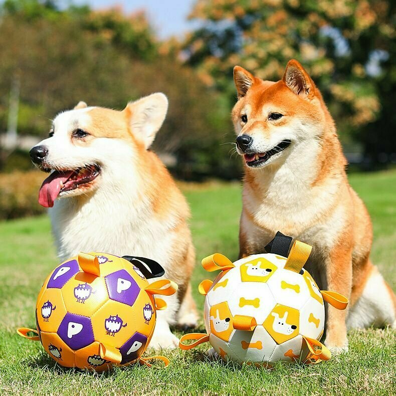 Игрушечный мяч для собак на открытом воздухе, надувной футбольный мяч, устойчивый к скрежетанию зубов и укусам, для дрессировки домашних собак, 19 см Белый.