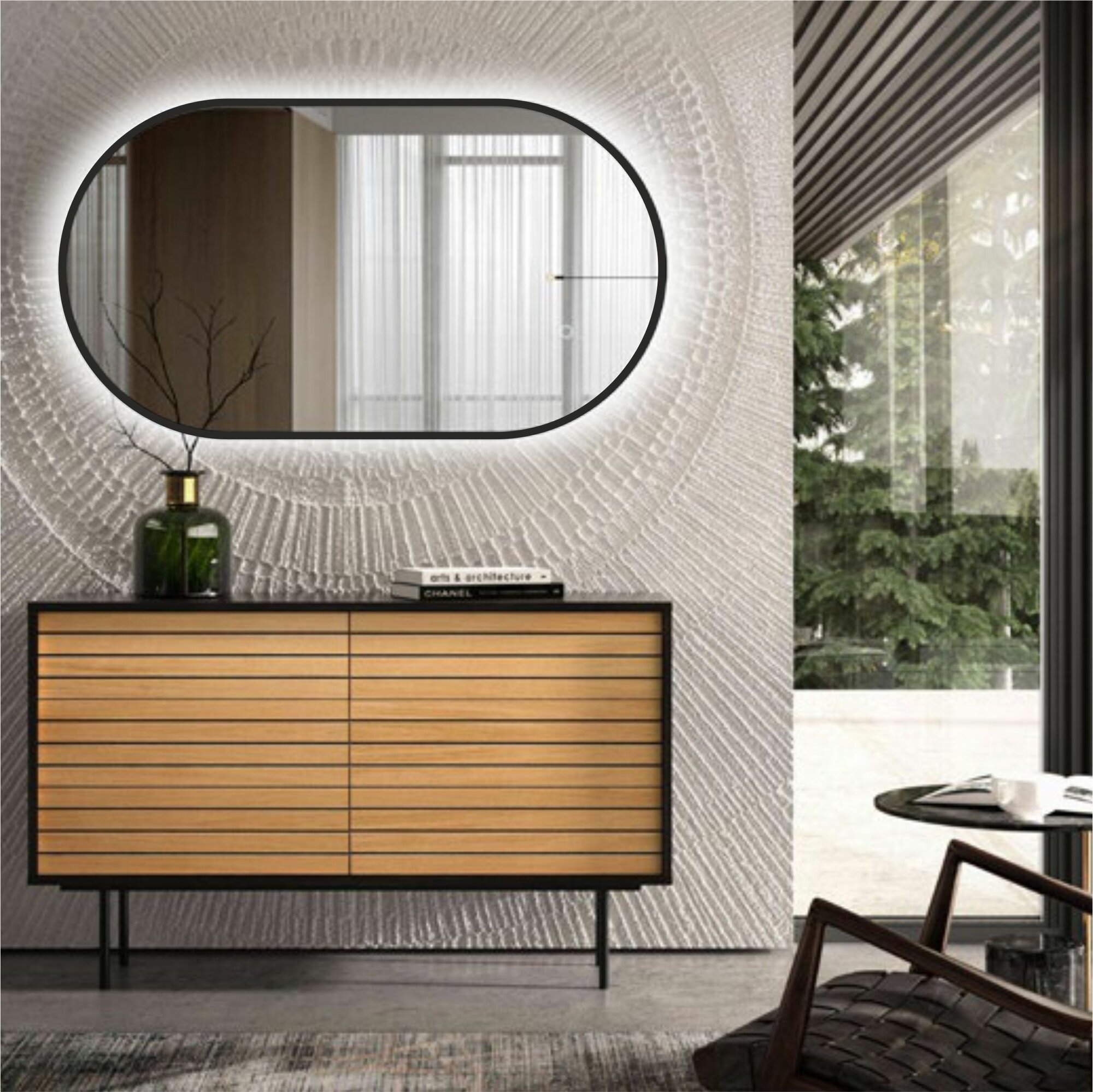 Зеркало интерьерное Финист, серия Dissis, 90 х 50 см, настенное, светодиодная подсветка, фоновая