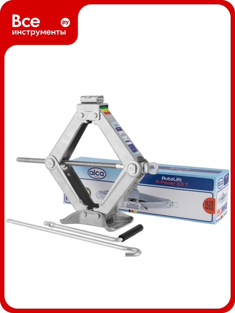 Домкрат винтовой Alca Ромб 120-415, 2 т 436200, металл, для вращения винта домкрата состоит