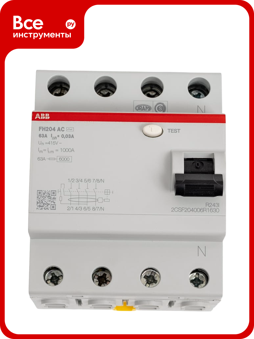 Выключатель дифференциального тока ABB 4 модуля FH204 AC-25/0,1 2CSF204006R2250