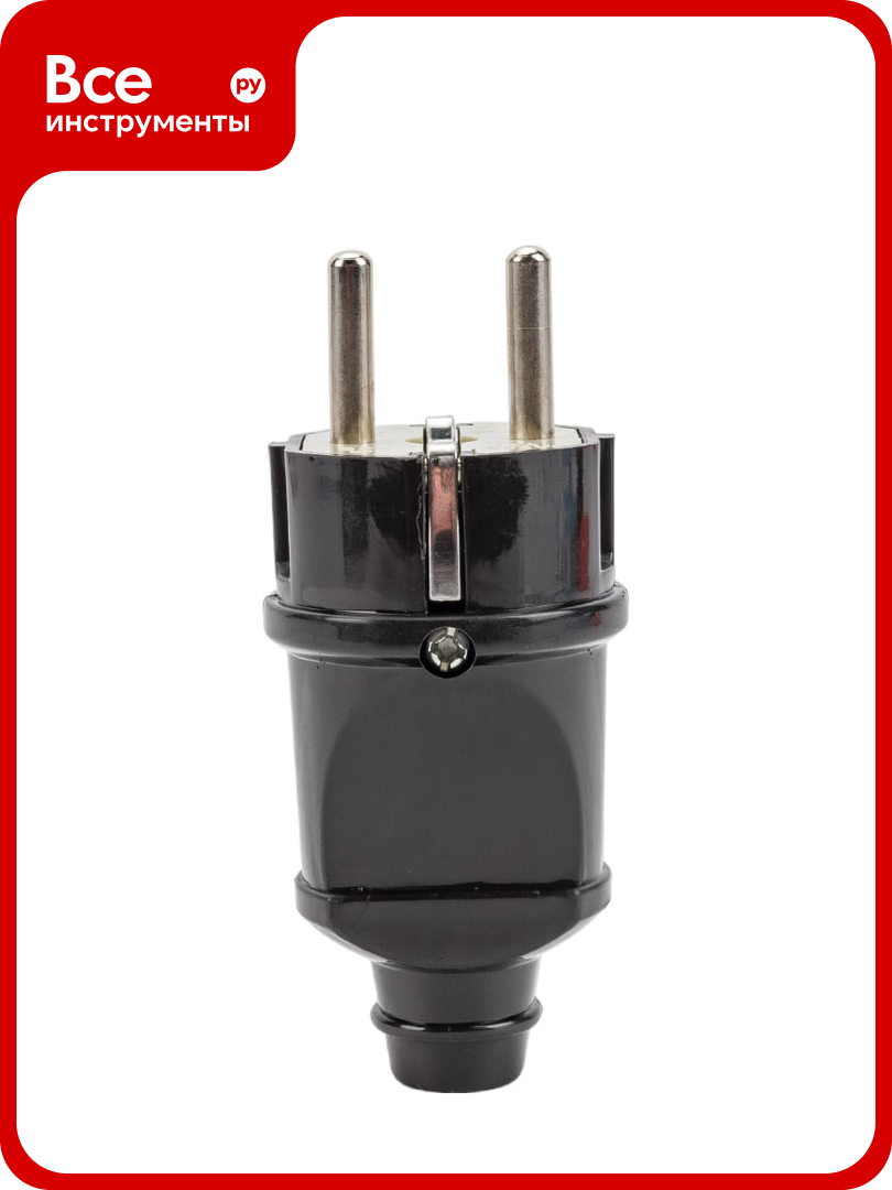 Прямая вилка Smartbuy с заземлением черная 16А 250В SBE-16-P01-b
