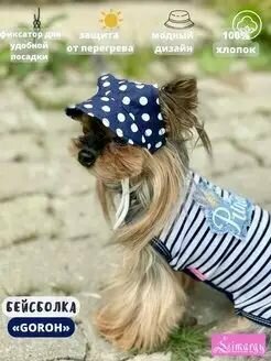 Бейсболка кепка для собак мелких пород, разм. L, синяя