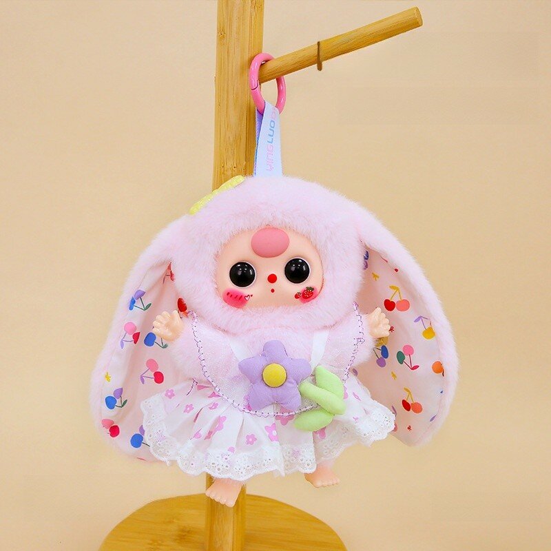 Floral toy bow ears kids baby rabbit room flower decor plush pendant with for checkered cute design