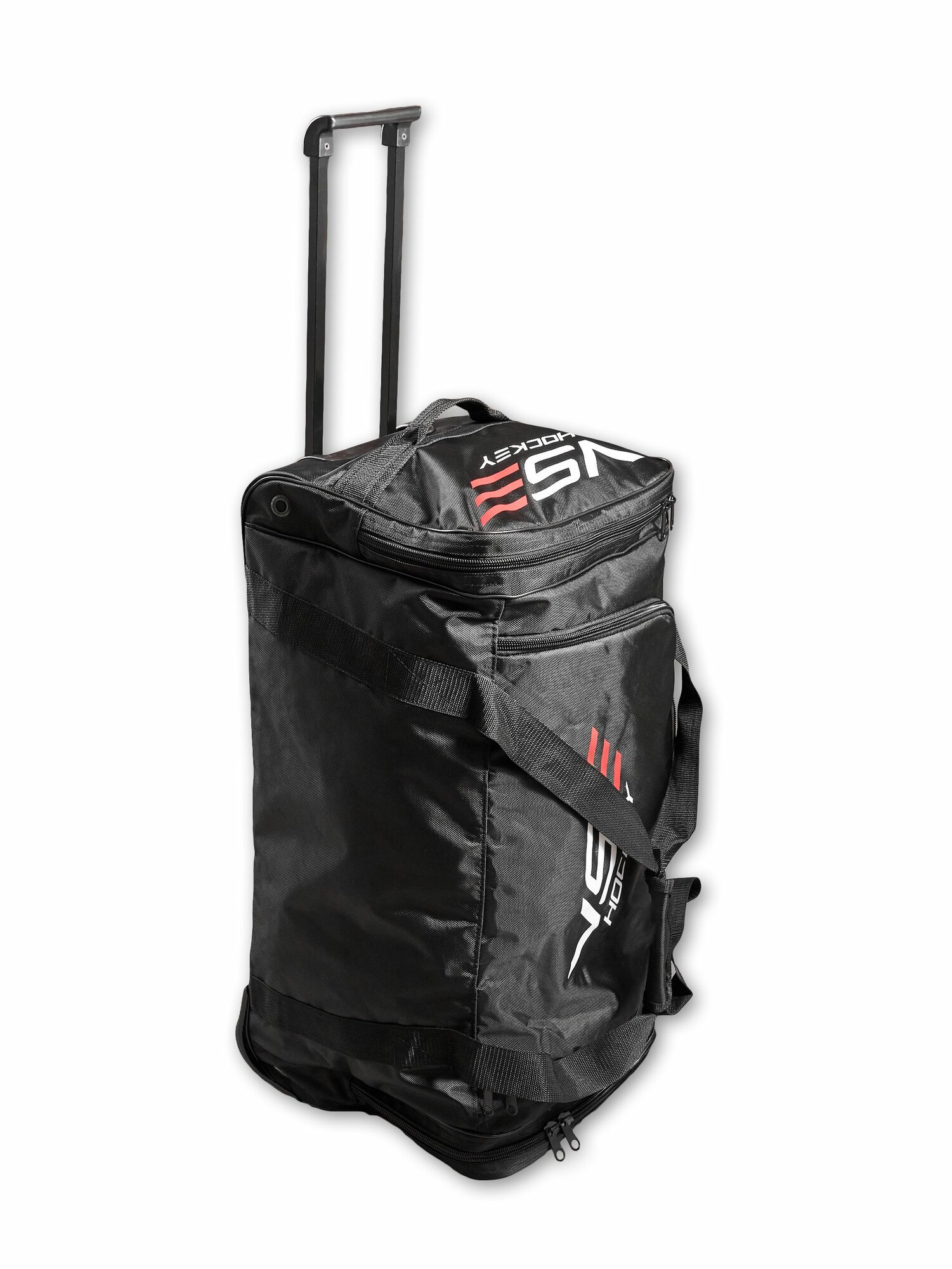 Хоккейный баул VSHockey детский черный с выдвижной ручкой на колесах 75х35х35