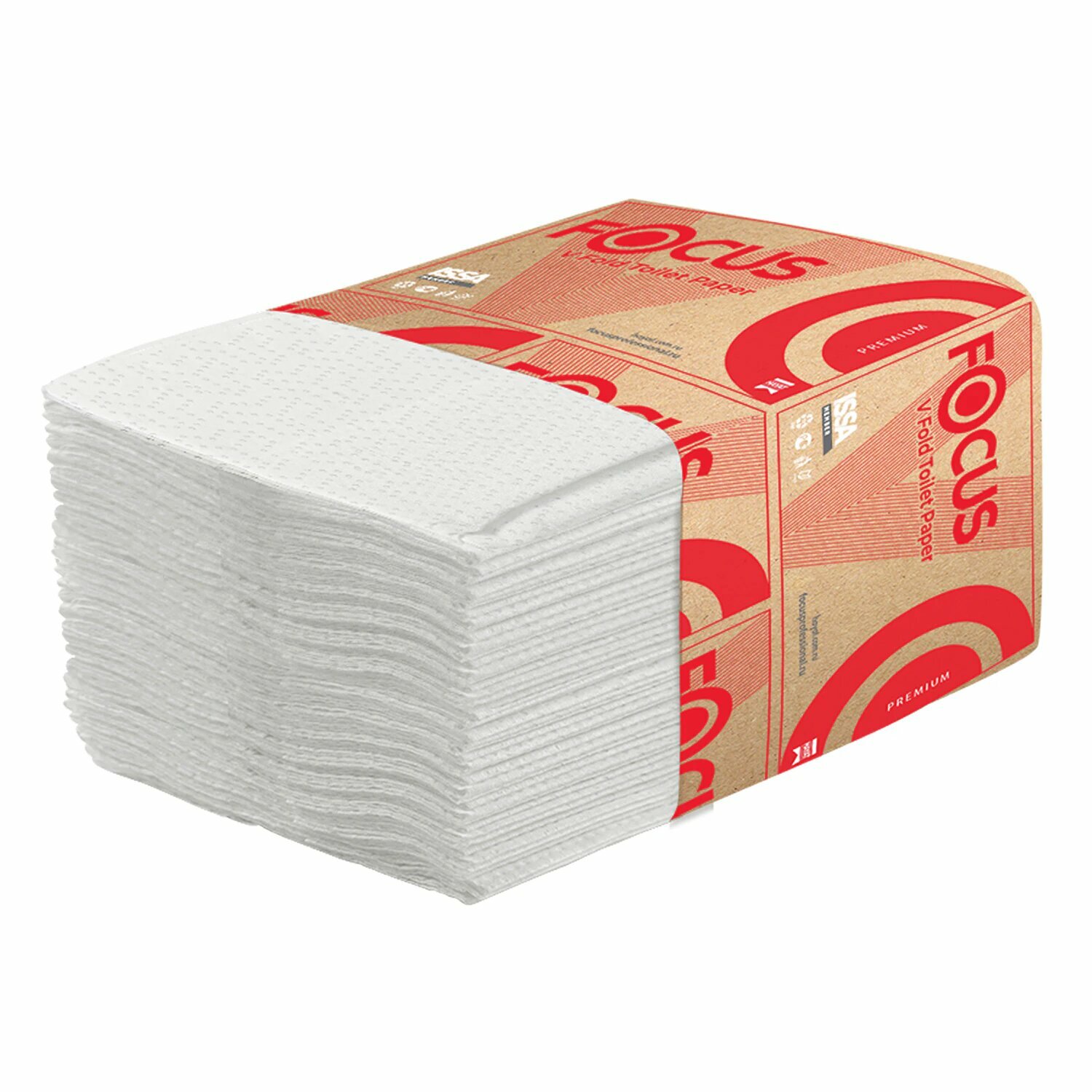 Бумага туалетная FOCUS (T3) Premium, 2 слоя, комплект 15 пачек, листовая, 250 листов, V-сложение, 5083735