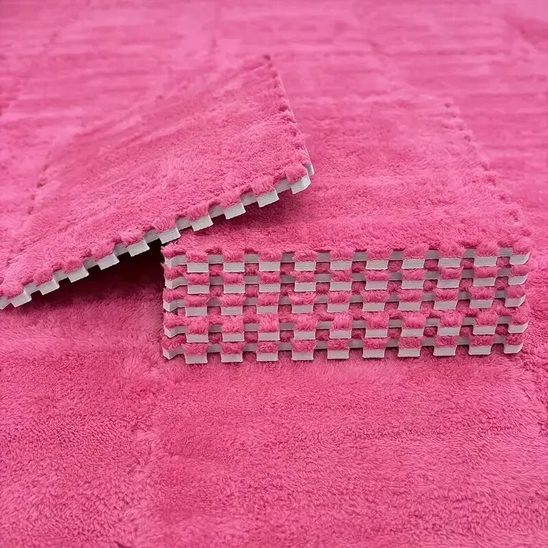 Плюшевые коврики-пазлы из пенополиэтилена для детей 12Pcs, Rose red