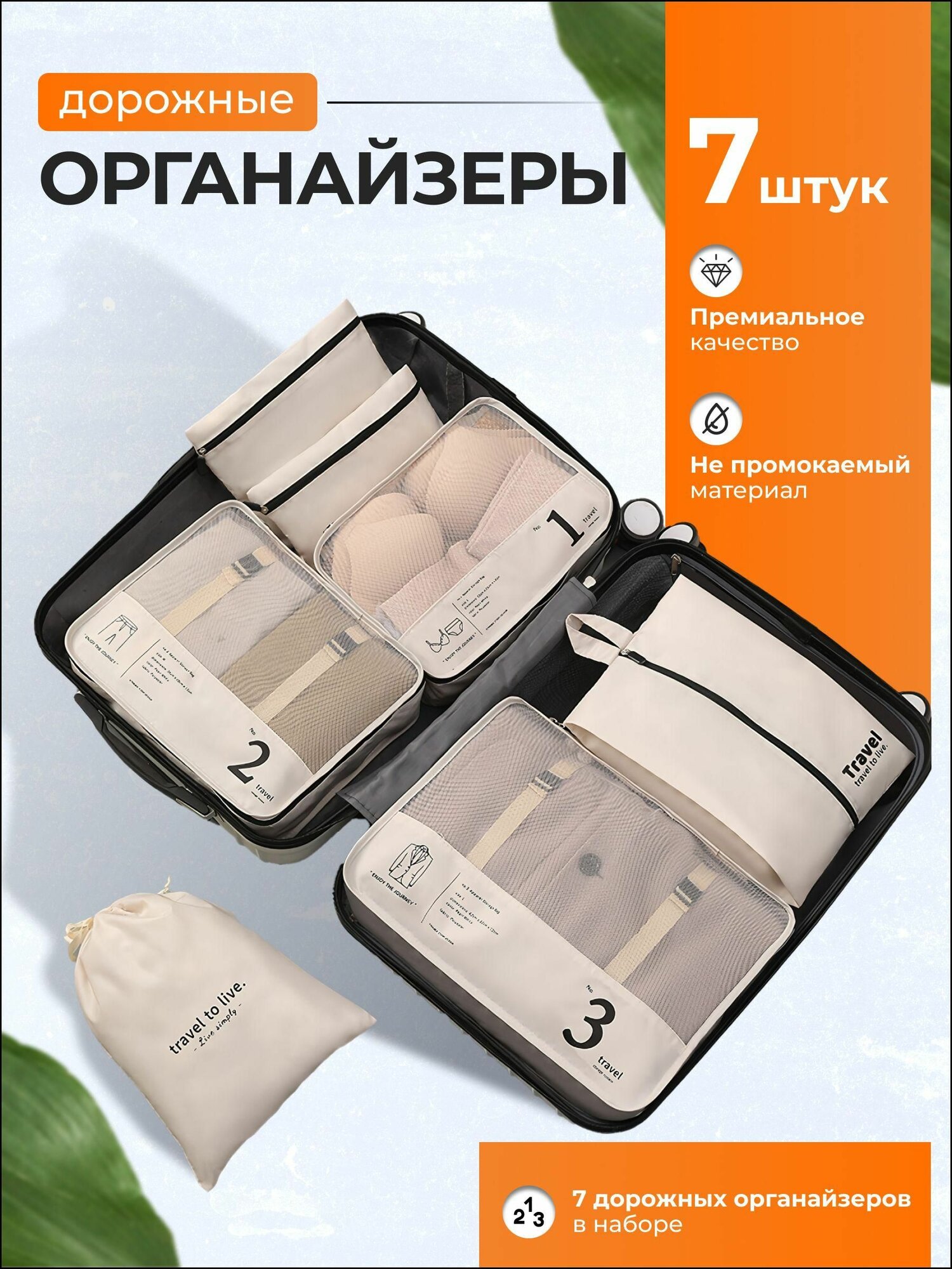 Органайзер дорожный Mior, полиэстер, ПВХ, водонепроницаемость