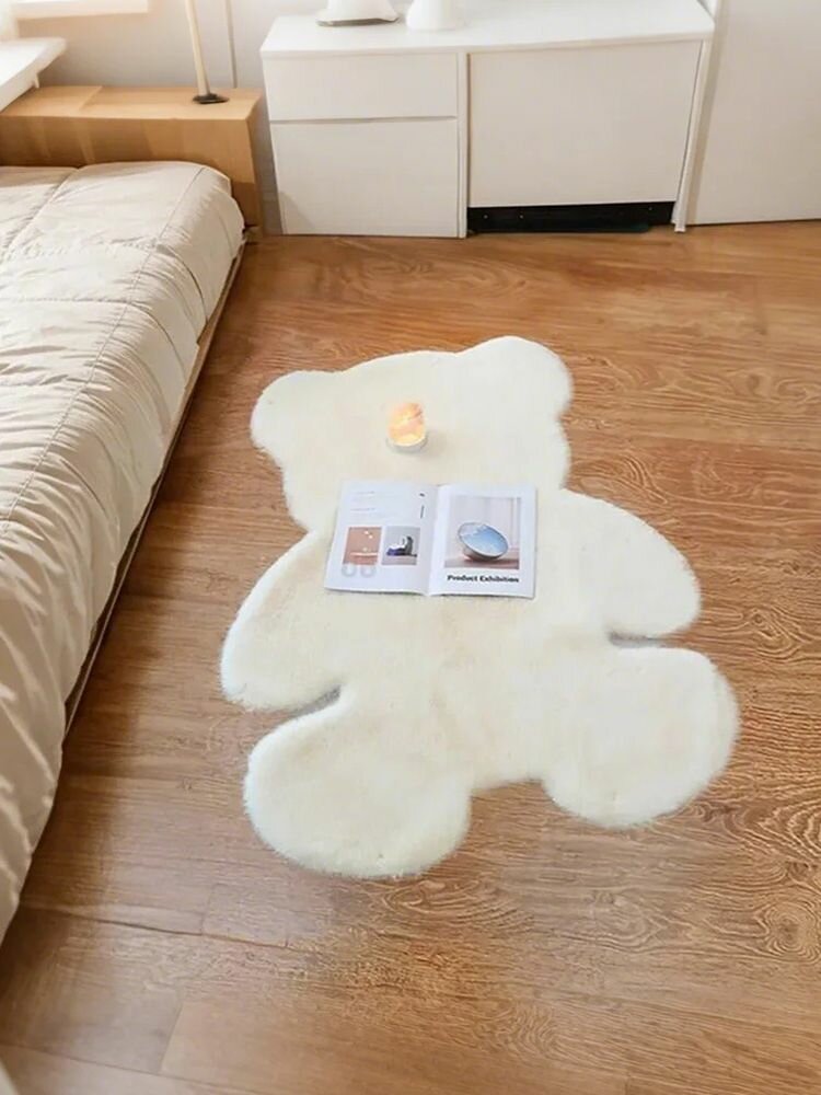 Ковер в форме медведя, мягкий материал из искусственного меха кролика, приятный на ощупь, может быть использован для украшения спальни гостиной детской комнаты 75x105CM