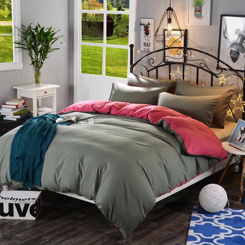 LAGMTA двусторонний пододеяльник из полиэстера/хлопка, 180X220CM, Бордовый