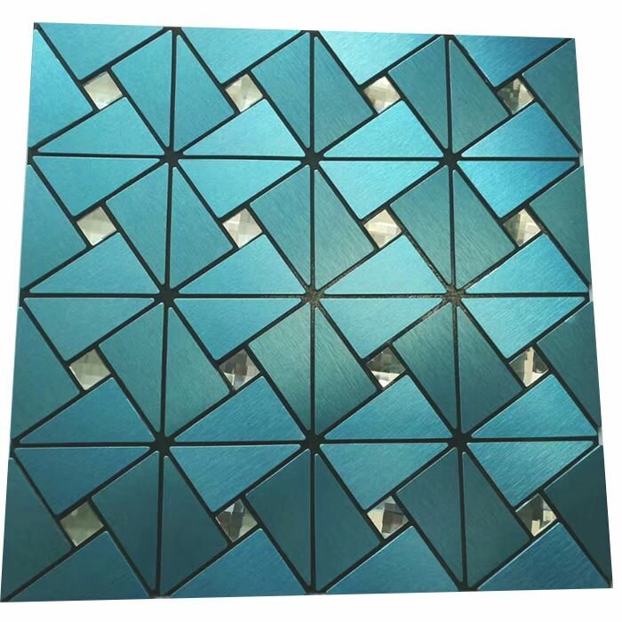 Европейская самоклеящаяся металлическая мозаичная плитка для фона - Имитация античной бронзы с узором Ветряная мельница,0.3, белый, синий