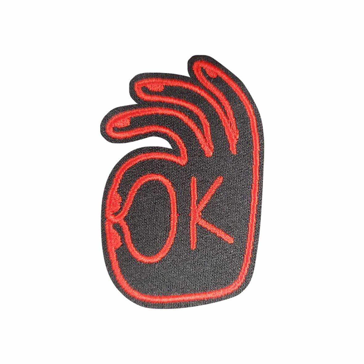 Нашивка, шеврон, патч, на липучке (patch) Пальцы ок, размер 6,5*4,1, 1 шт