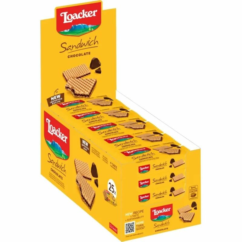 Вафли Loacker сэндвич шоколад, 25 г, 25 шт./уп.
