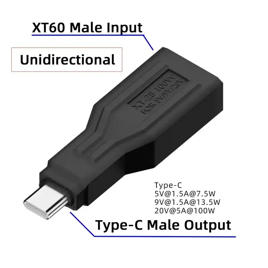 XT60 Male Female To EC5 Female DC Plug Type-c Male Female No Wire Connector Plug Adapter 55*25 5521 7450 7954 To XT60 Connector