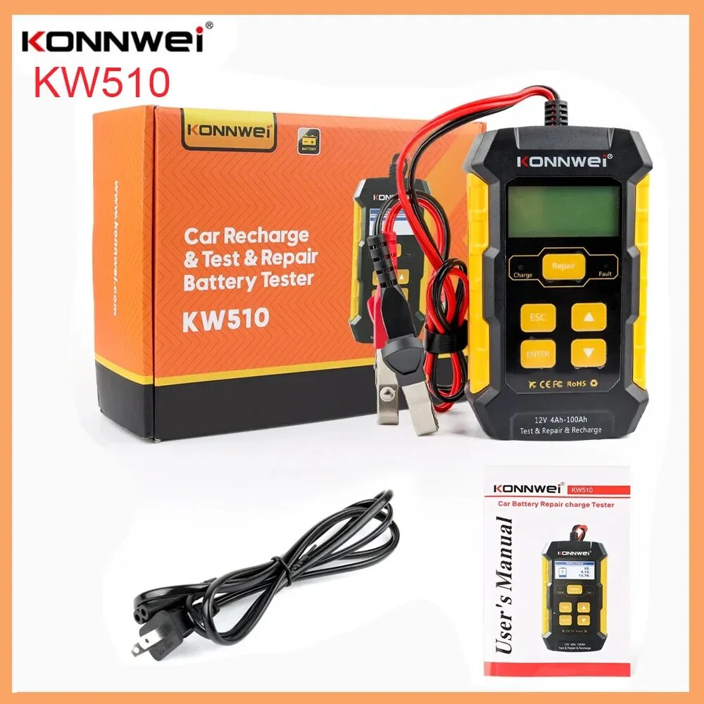 KONNWEI KW510 тестер АКБ 12В EU Plug