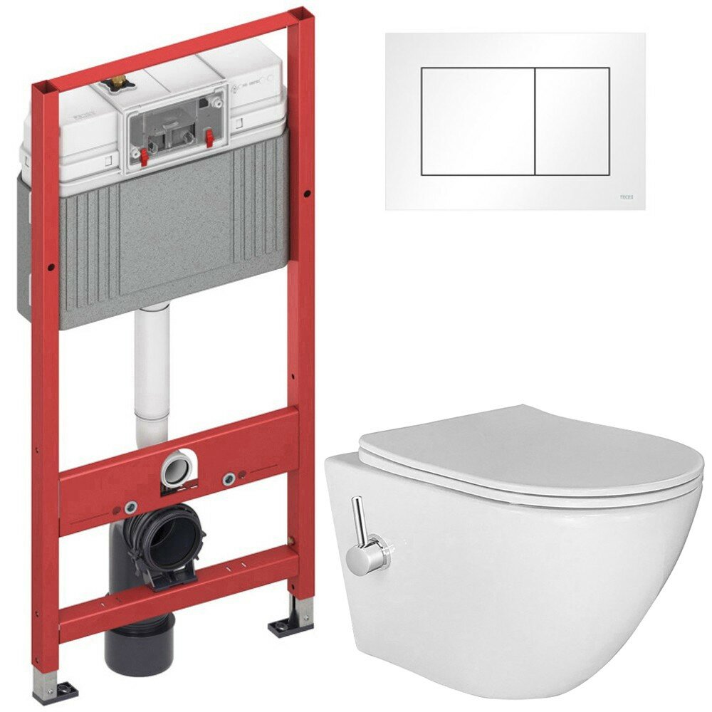 Инсталляция TECE 9400413 + унитаз Esbano Teruel-WBN безободковый с биде и смесителем