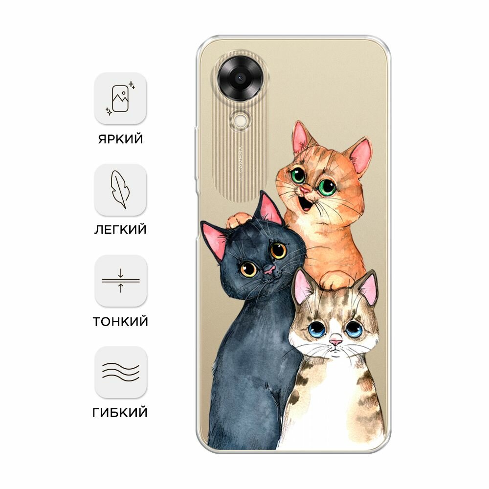 Чехол на Oppo A17K / Оппо A17K с принтом Три братца котенка, прозрачный — фото 1