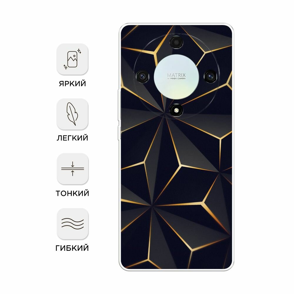 Силиконовый чехол на Honor X9A / Хонор X9A с принтом "Черные полигоны" — фото 1