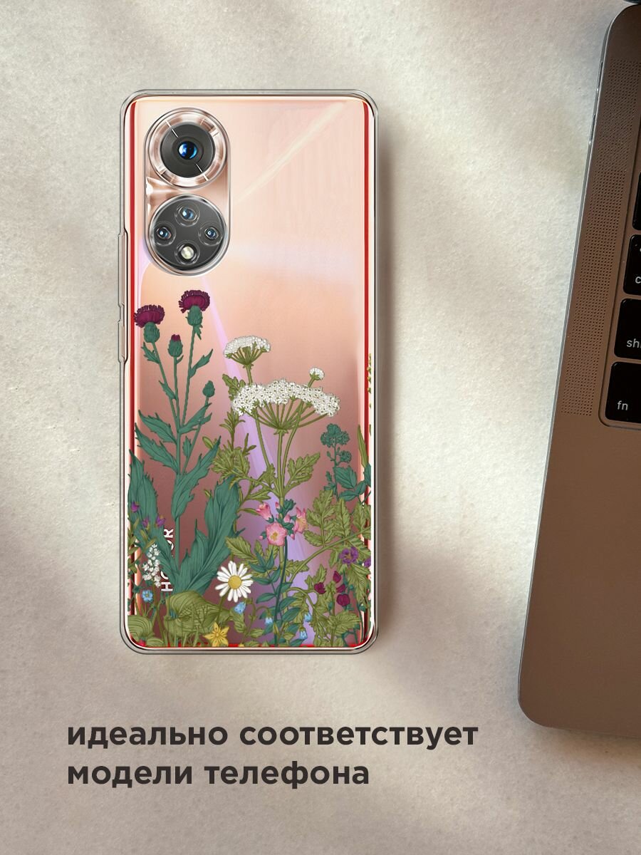 Чехол на Honor 50/Huawei Nova 9 / Хонор 50/Хуавей Нова 9 с принтом "Дикие полевые цветы", прозрачный — фото 1