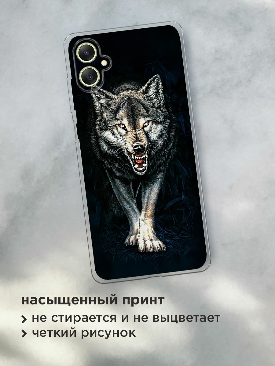Чехол на Samsung Galaxy A06 / Самсунг Галакси А06 с принтом "Злобный волк из ночи" — фото 1