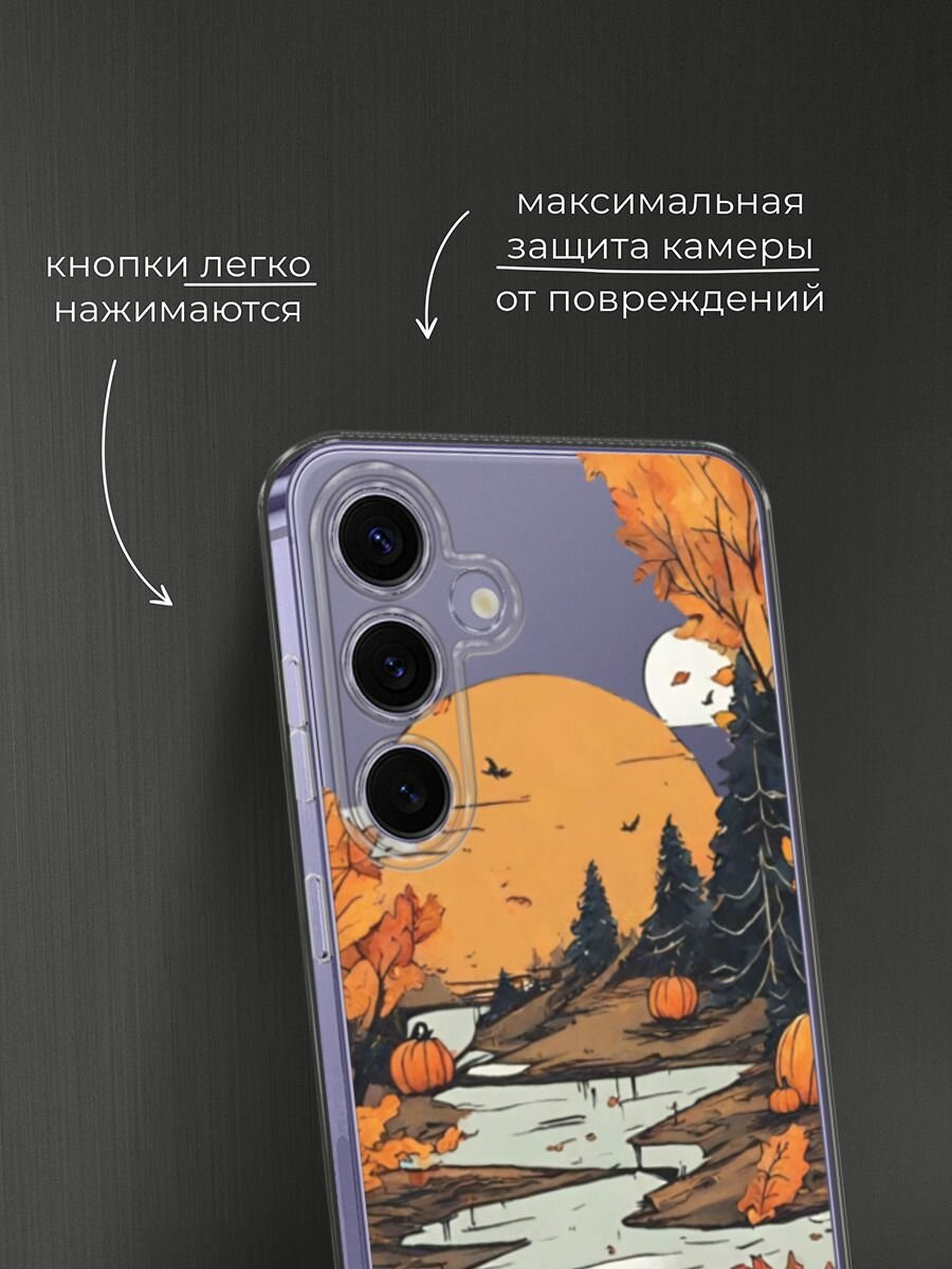 Чехол на Samsung Galaxy S24 Plus / Самсунг S24 Plus с принтом "Осенний лесной уголок", прозрачный — фото 1