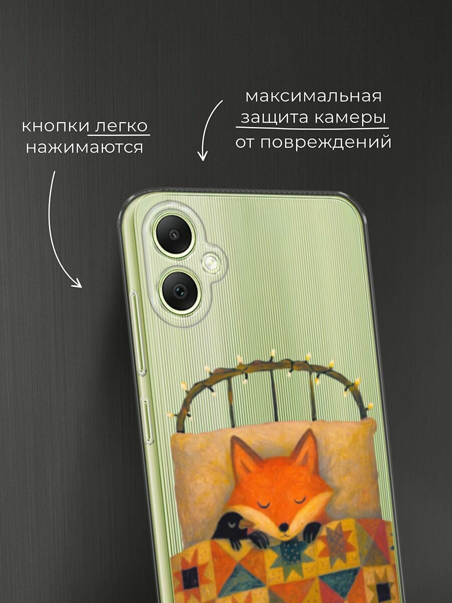 Чехол на Samsung Galaxy A05 / Самсунг Галакси A05 с принтом "Лисичка спит", прозрачный — фото 1
