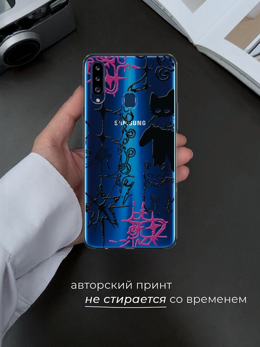 Чехол на Samsung Galaxy A20s / Самсунг Галакси A20s с принтом "Готические котики" — фото 1