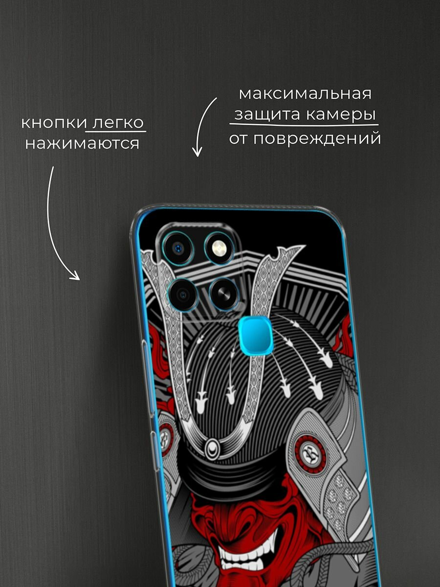 Чехол на Infinix Smart 6 / Инфиникс Смарт 6 с принтом "Красная маска самурая" — фото 1
