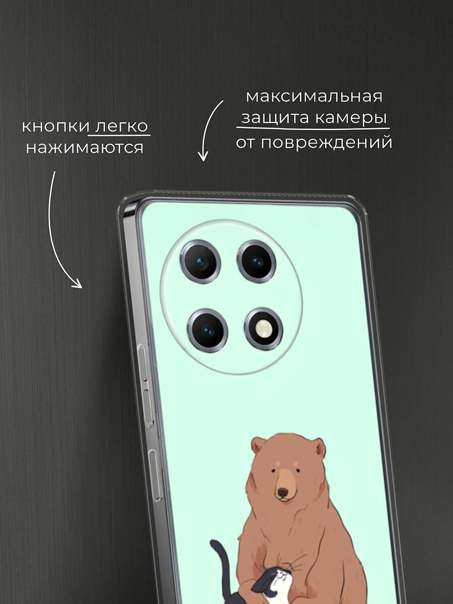 Чехол на Tecno Camon 30S / Текно Камон 30S с принтом "Медведь и кошка дружба" — фото 1