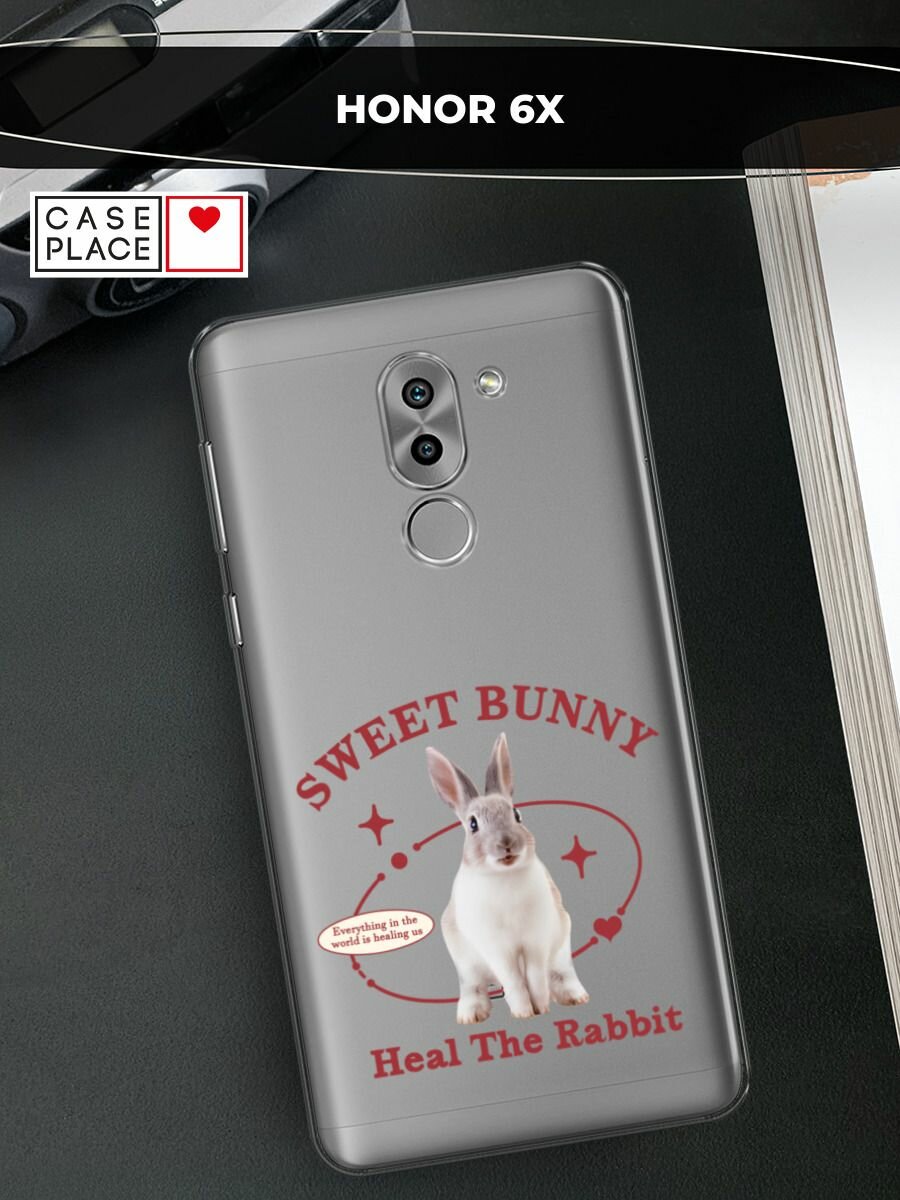 Чехол на Honor 6X / Хонор 6Х с принтом "Heal the rabbit", прозрачный