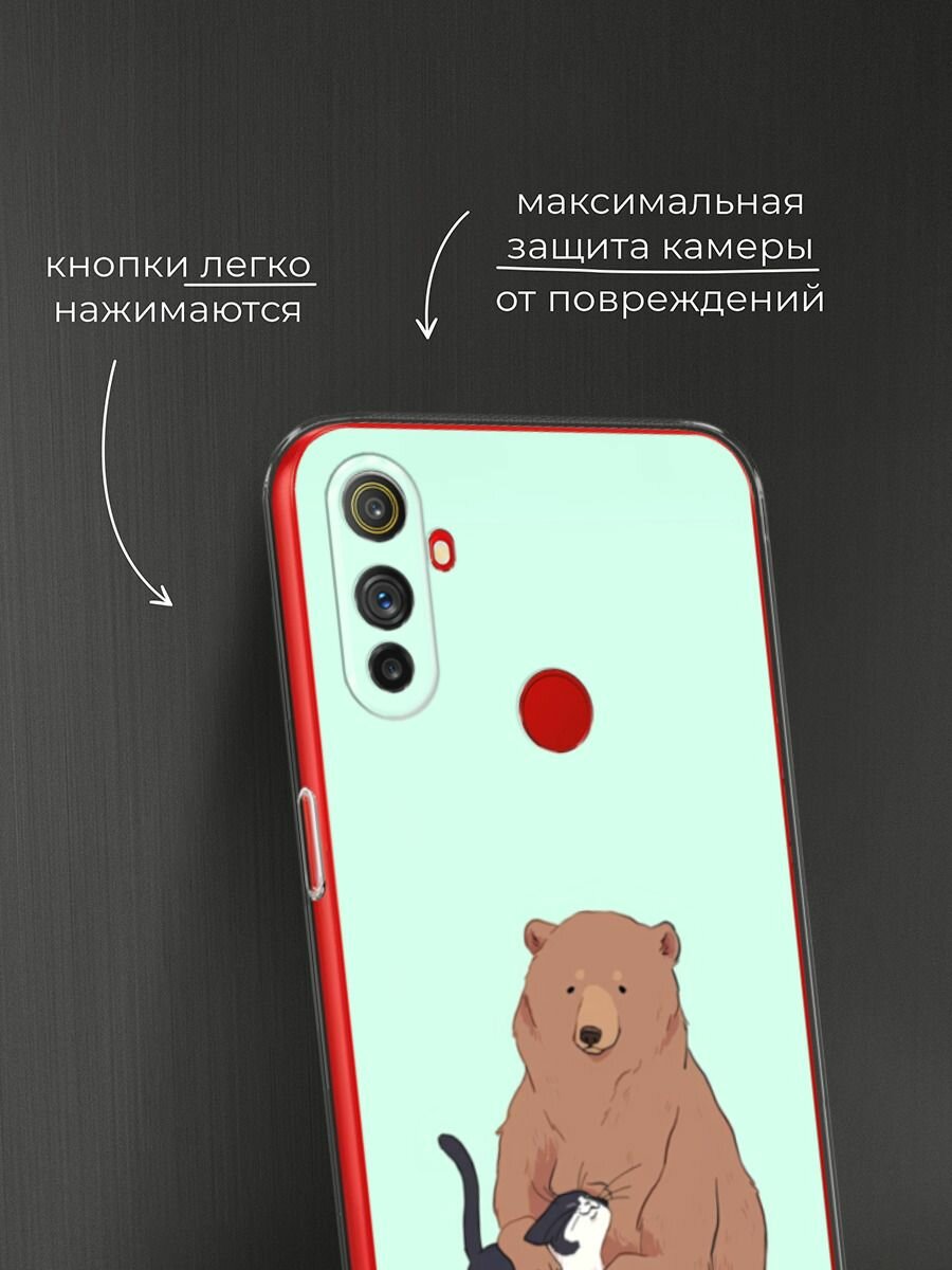 Чехол на Realme C3 / Реалми C3 с принтом "Медведь и кошка дружба" — фото 1