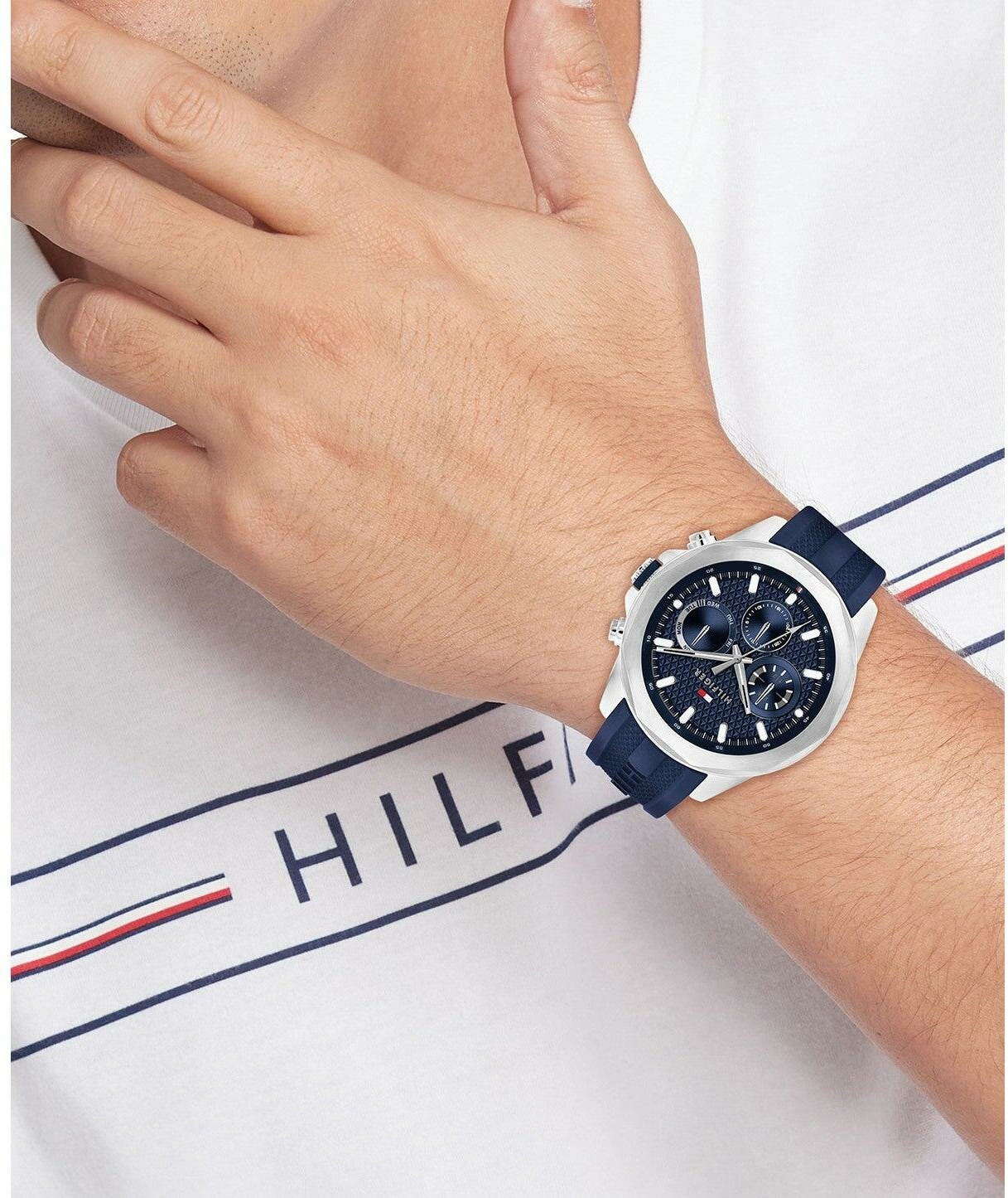 Наручные часы TOMMY HILFIGER, серебряный, синий — фото 1