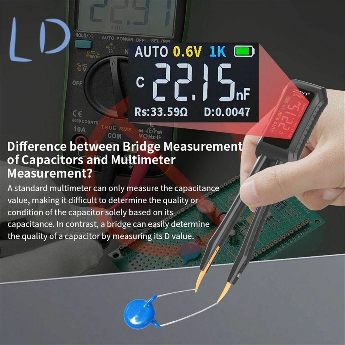 ZOYI ZT-MD1 Цифровой Интеллектуальный Пинцет LCR SMD Тестер ESR