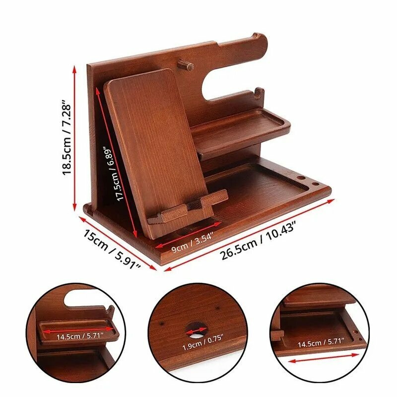 Держатель для мобильного телефона "Деревянная сосна", дерево, 2 яруса, современный стиль