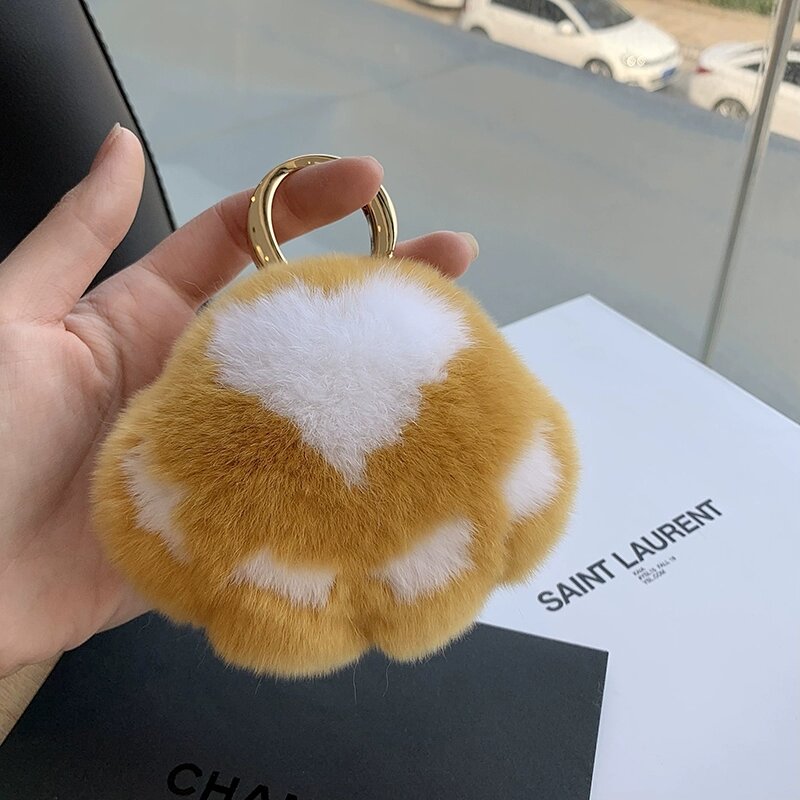【Маленькая котячья лапка】 Плюшевый брелок-подвеска из меха кролика рекс, милый и изысканный, для женщин, популярный