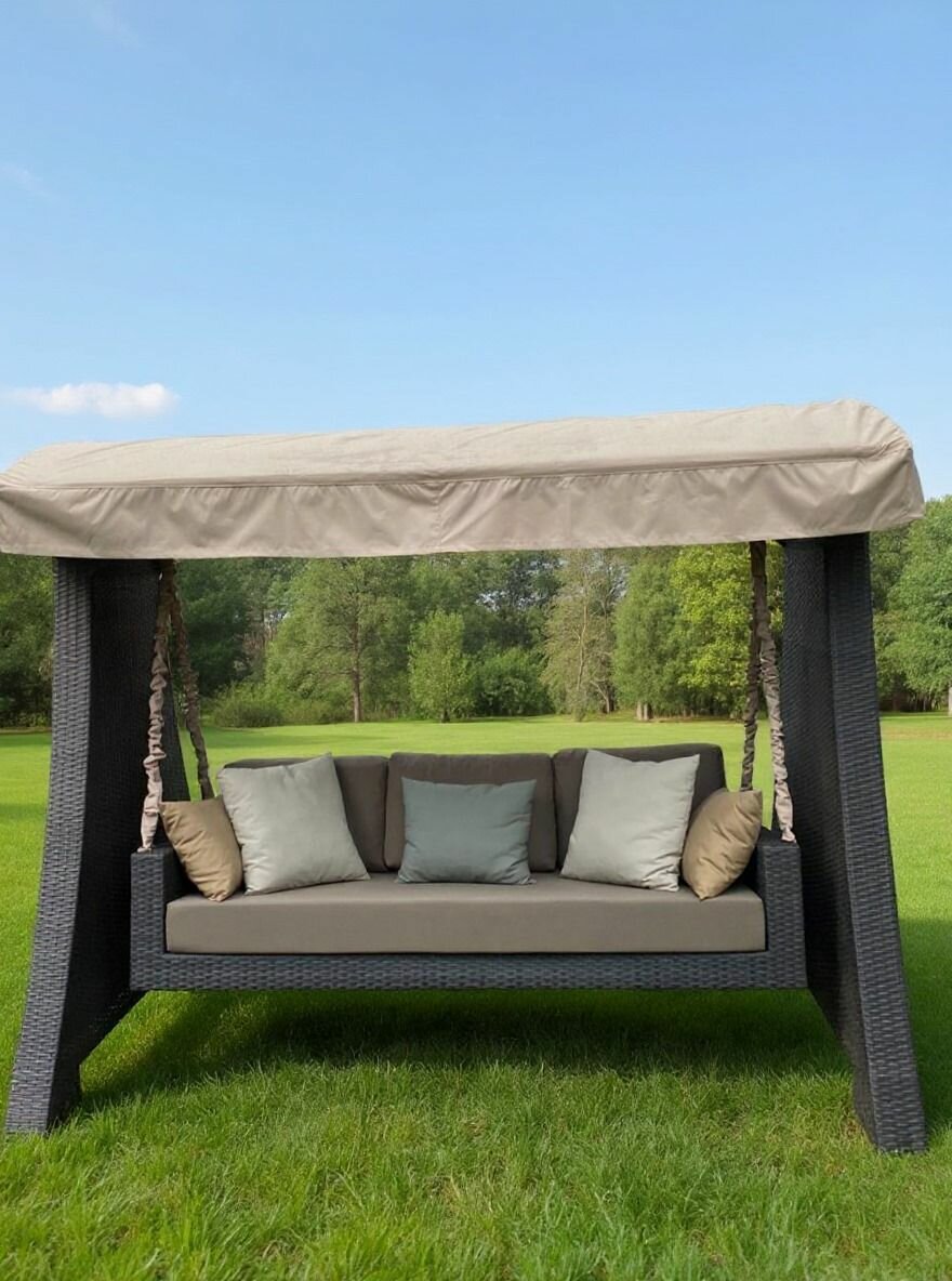 Качели из искусственного ротанга Бергамо, цвет венге, с подушками