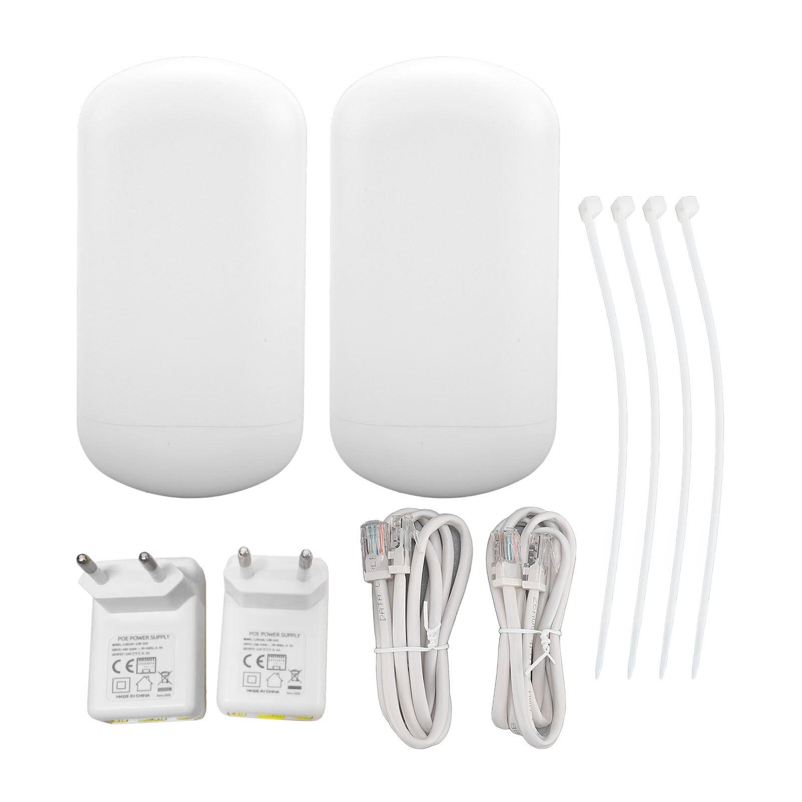 5,8 ГГц беспроводной мост 1,5 км длинный диапазон IP65 Водостойкая точка точки беспроводной точки с точкой беспроводной связи с антенной с высоким усилением 8DBI 24 В адаптер POE для Barn Eu Plug