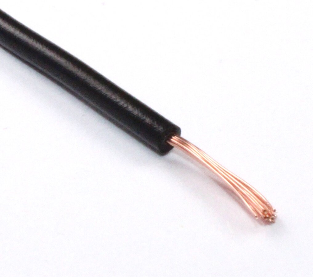 Провод ПГВА 1х0,5 кв. мм, Cu, черный Автоэлектроника