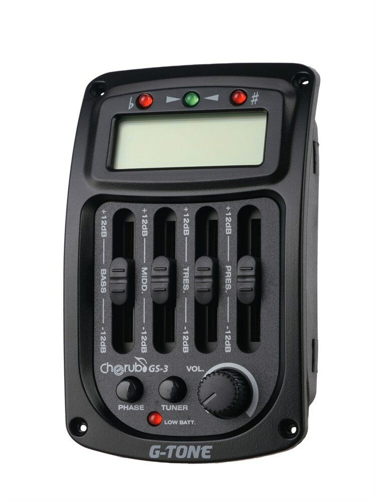 Cherub GS-3 Эквалайзер для акустической гитары, врезной, 4-х полосный, с инверсией фазы и тюнером