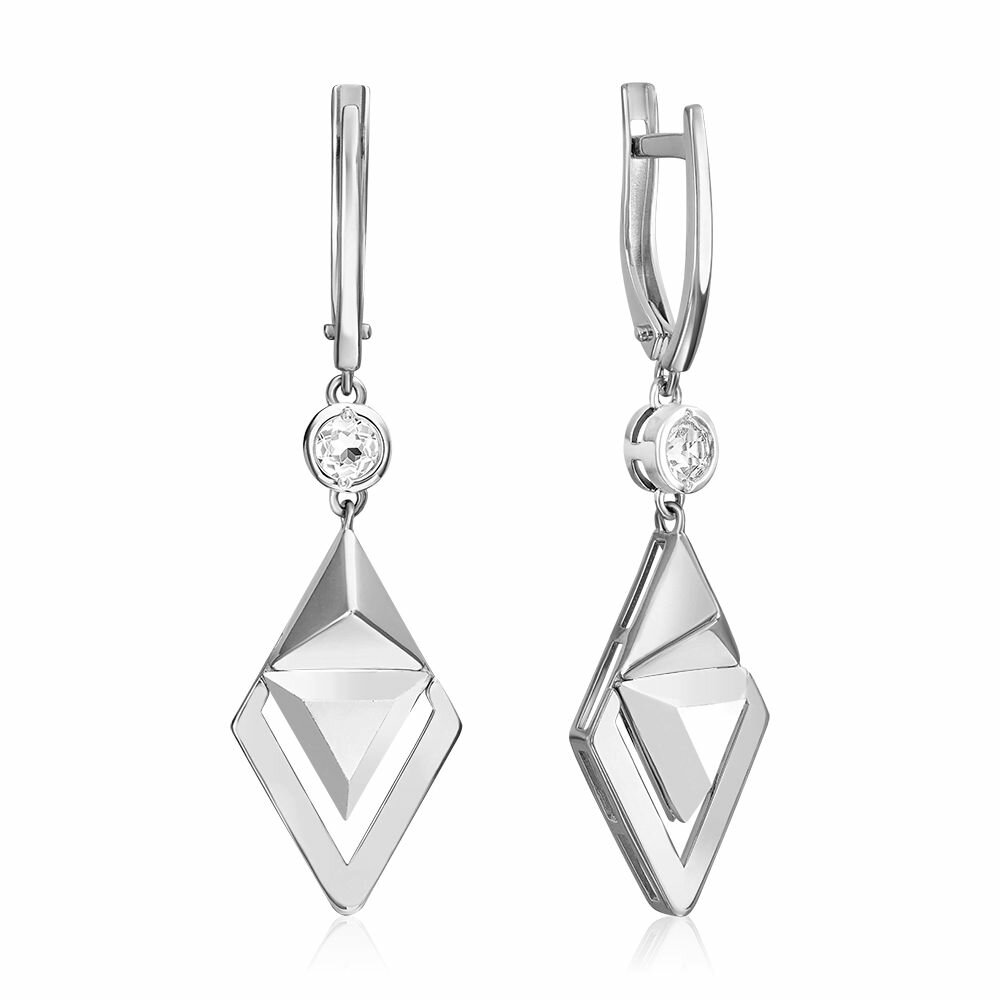 Серьги, белое золото, 585 проба, родирование, топаз