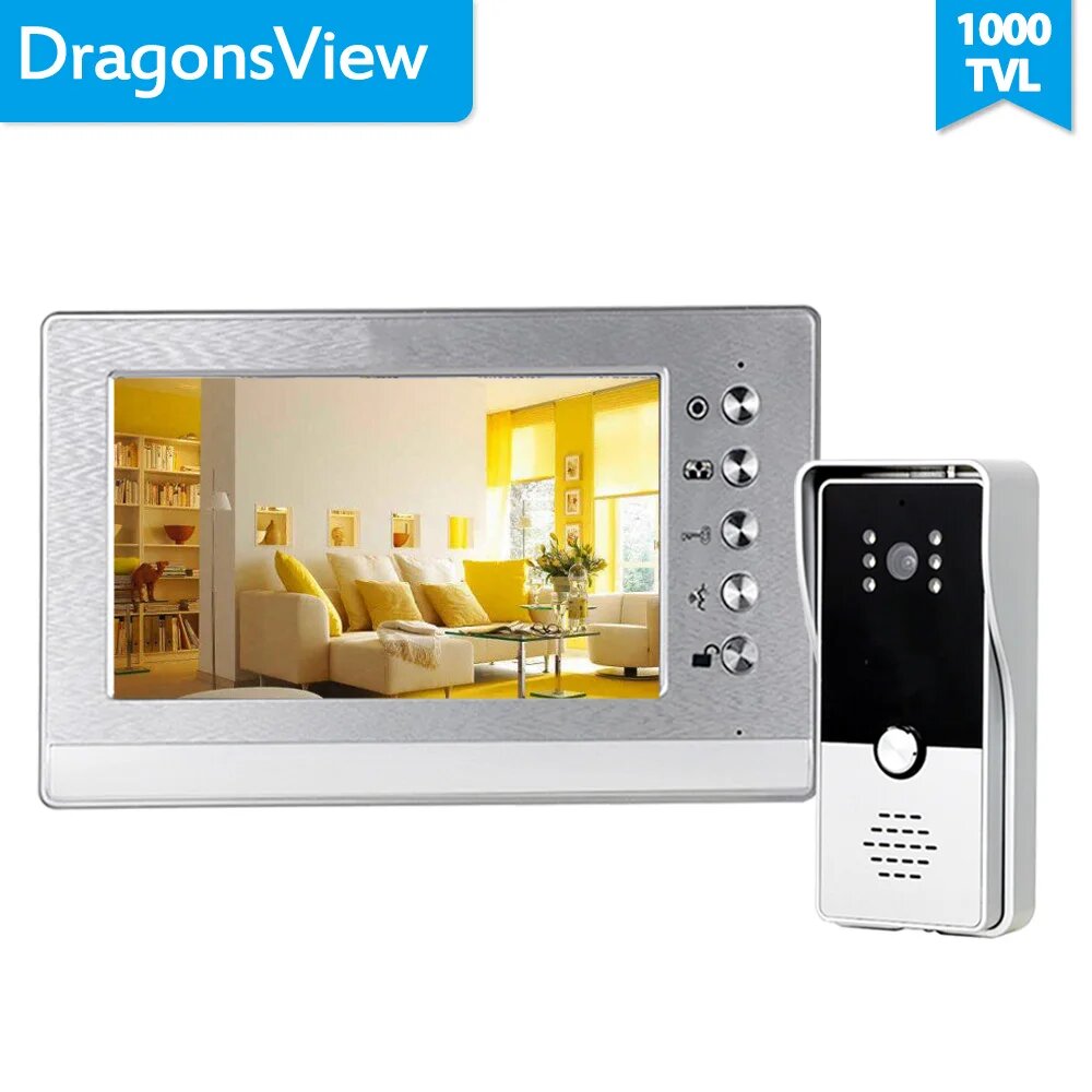 Видеодомофон Dragonsview 7 дюймов, система для домашнего видеодомофона, дверной звонок с камерой, разблокировка с несколькими системами мониторинга