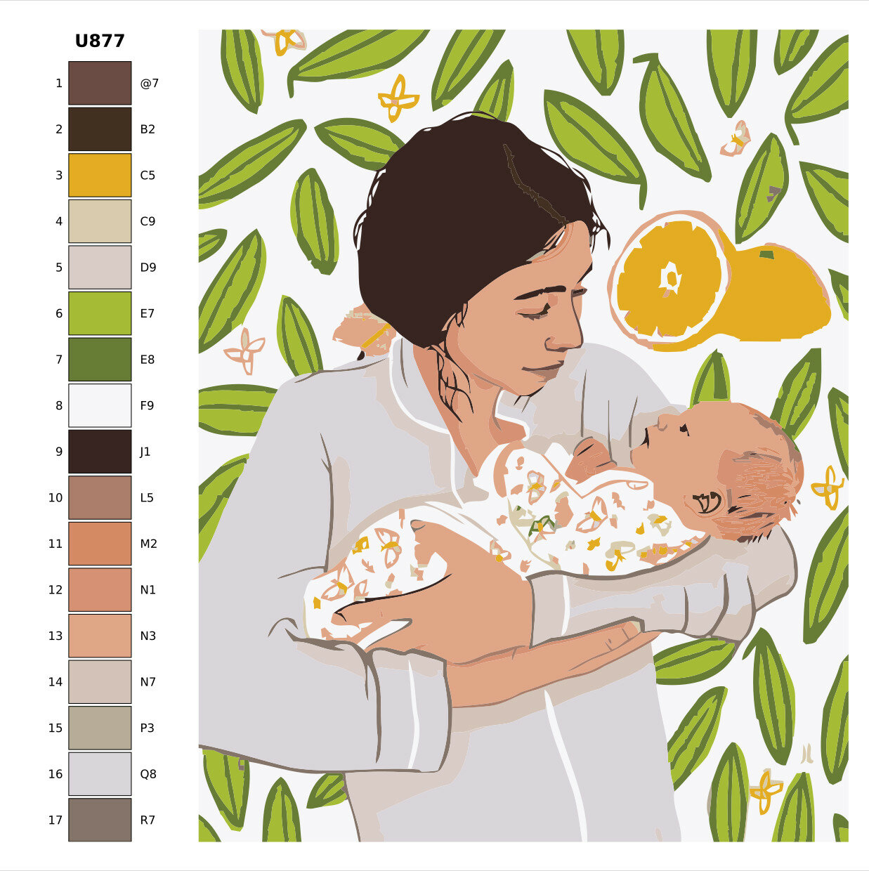 Картина по номерам U-877 "Материнство. Женщина держит на руках своего малыша" 70x90 см