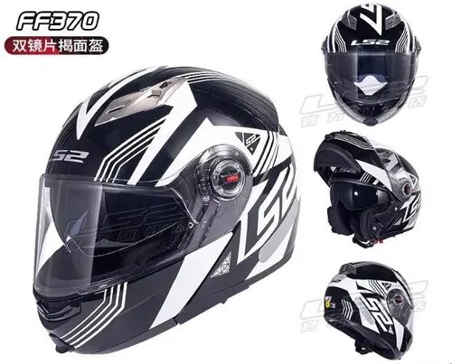 LS2 Мотошлем, цвет: черный, белый, размер: L